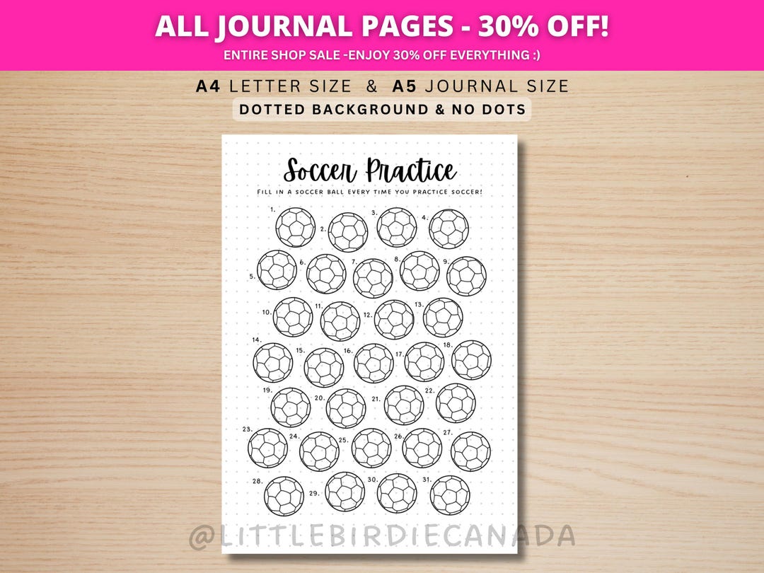 Soccer Practice Tracker - PRINTABLE Journal Page - Habit Tracker ...