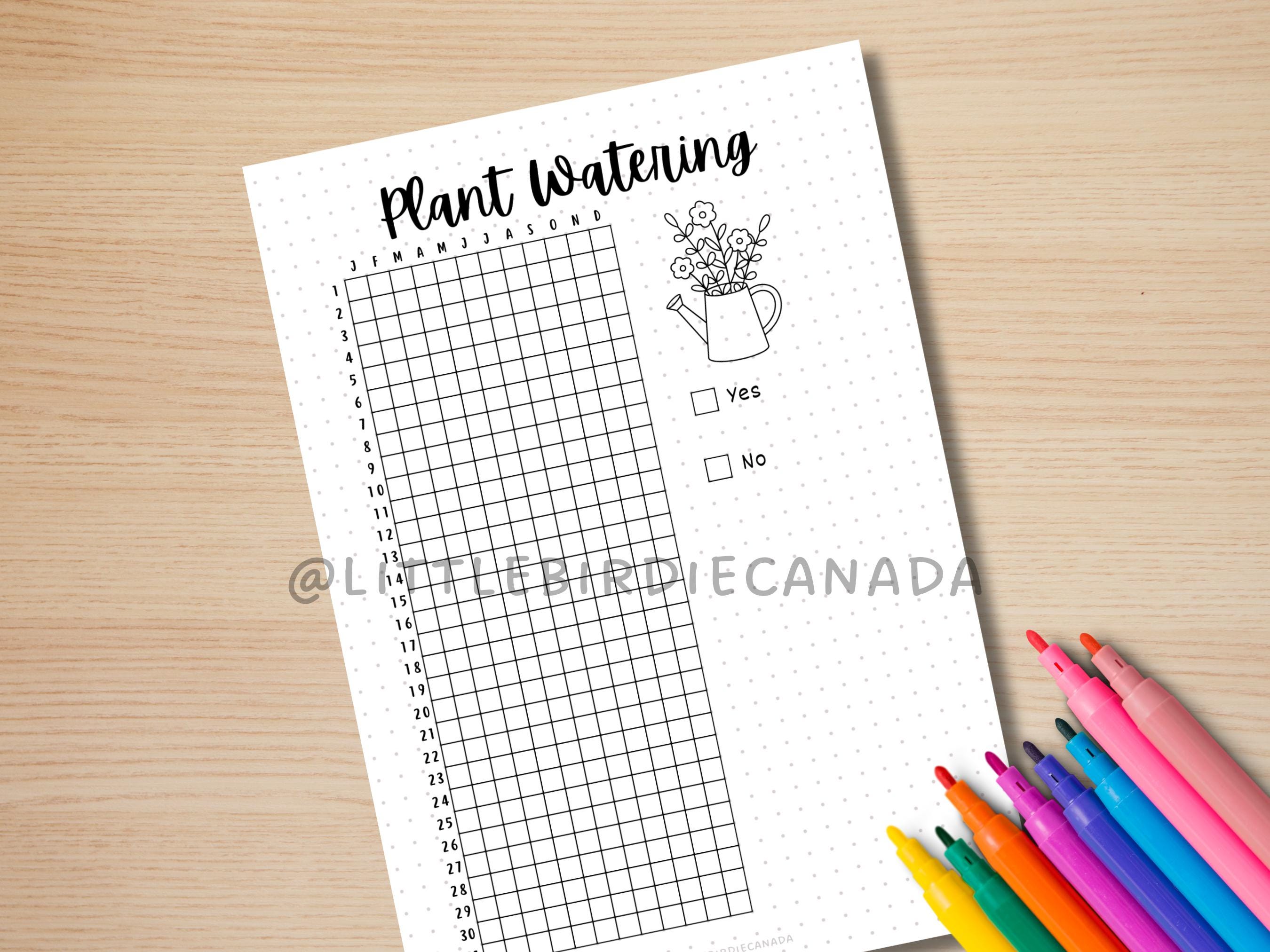 Plant Watering Tracker Yearly - PRINTABLE Journal Page - Planner Page ...