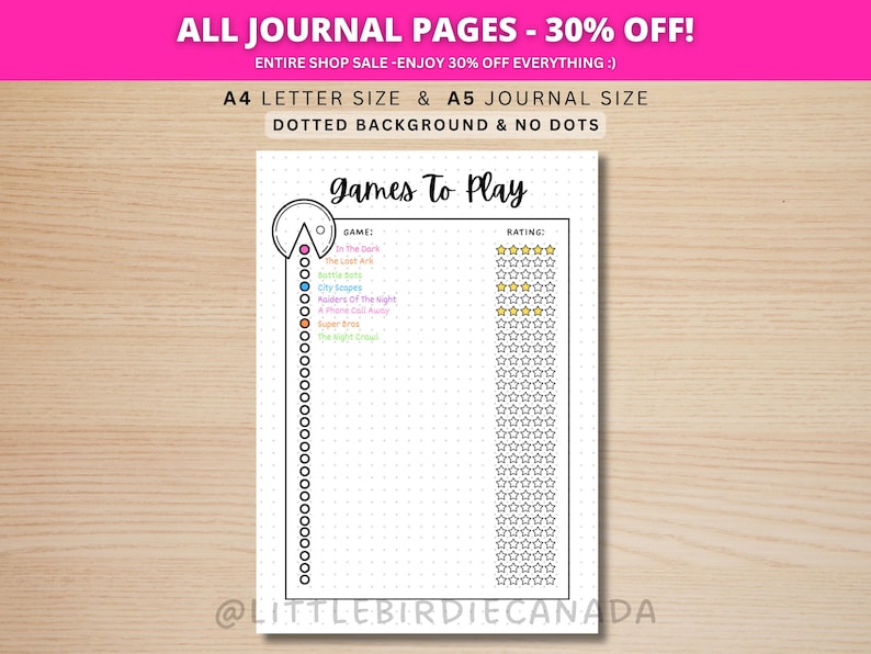 Games to Play - Printable Journal Page - Gaming Journal - Video Game ...