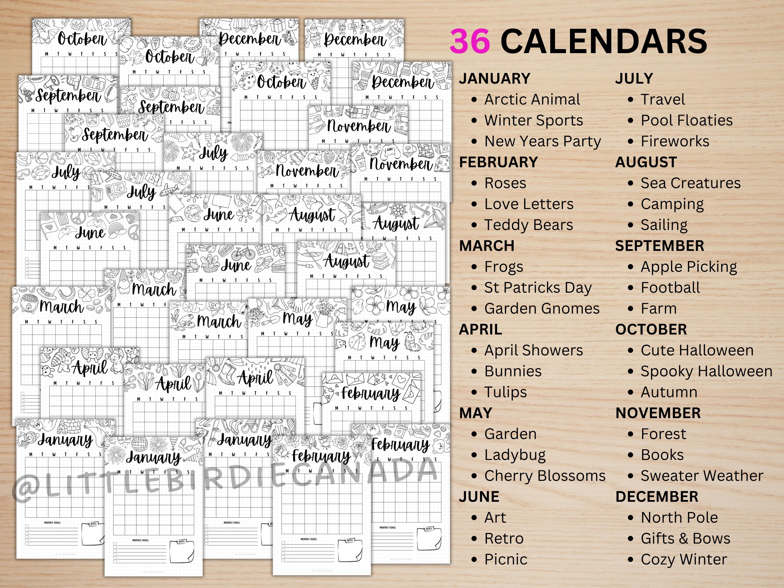 BIG Calendar Bundle - PRINTABLE Journal Pages - Digital Planner Pages ...
