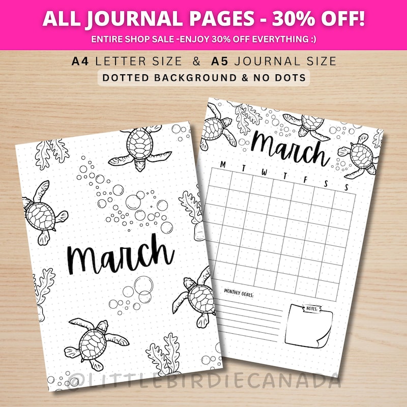March Journal Cover Page - Etsy