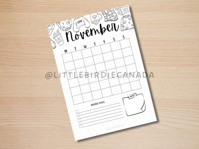 November Title Page and Calendar - PRINTABLE Calendar - Sweater Weather ...