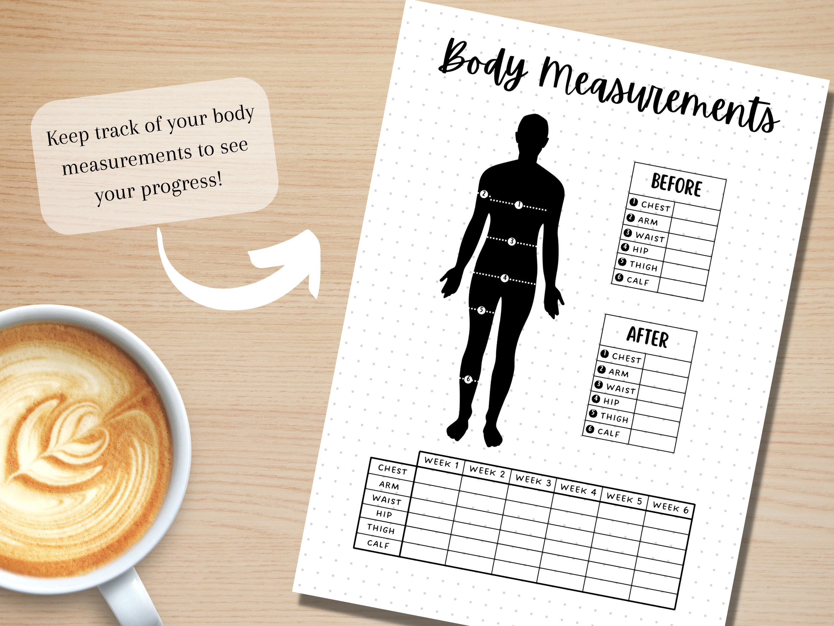 Body Measurements Tracker - PRINTABLE Journal Page - Planner Page ...