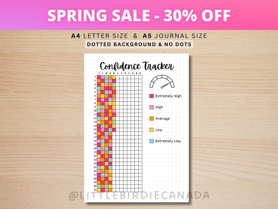Confidence Tracker - PRINTABLE Journal Page - Planner Page - Track ...