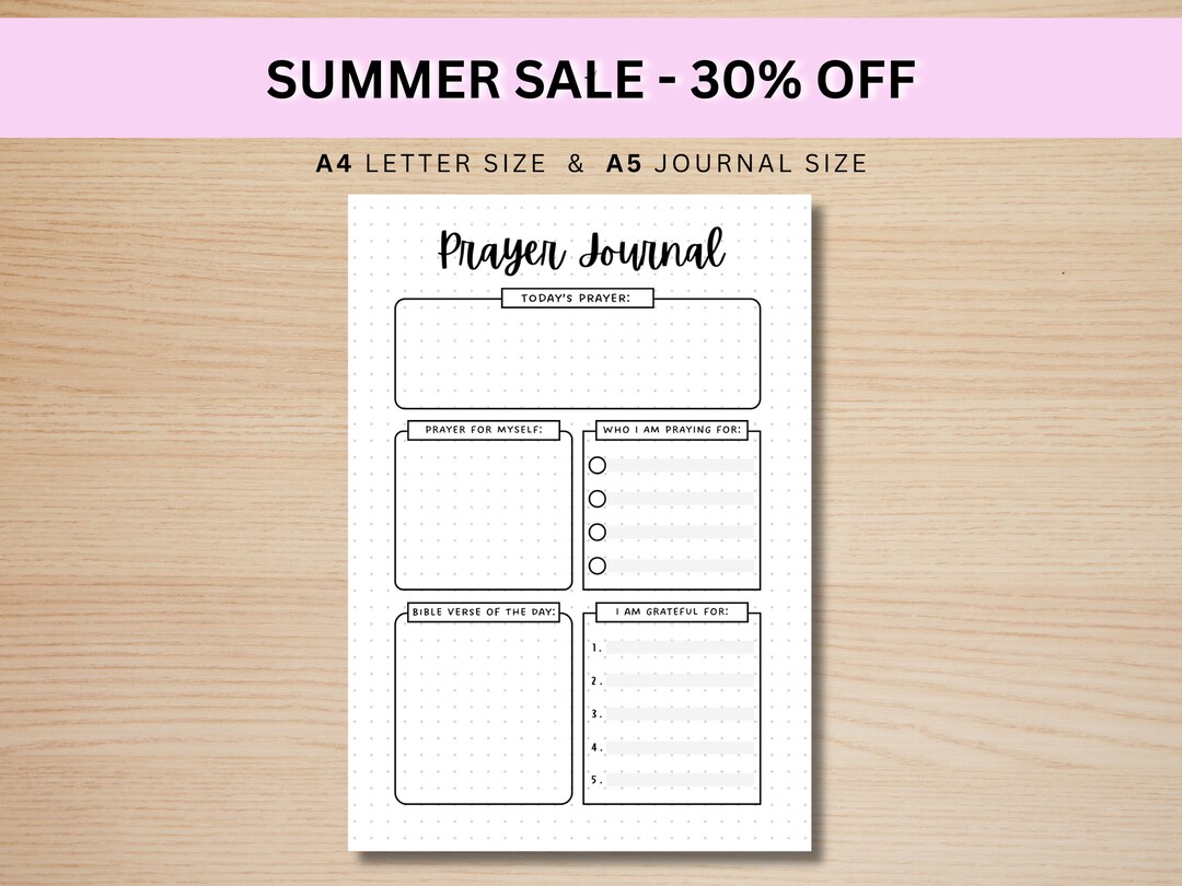 Prayer Journal PRINTABLE Journal Page Planner Page Gratitude Journal ...