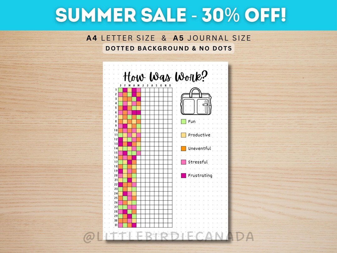 How Was Work Tracker - PRINTABLE Journal Page - Planner Page - Yearly ...