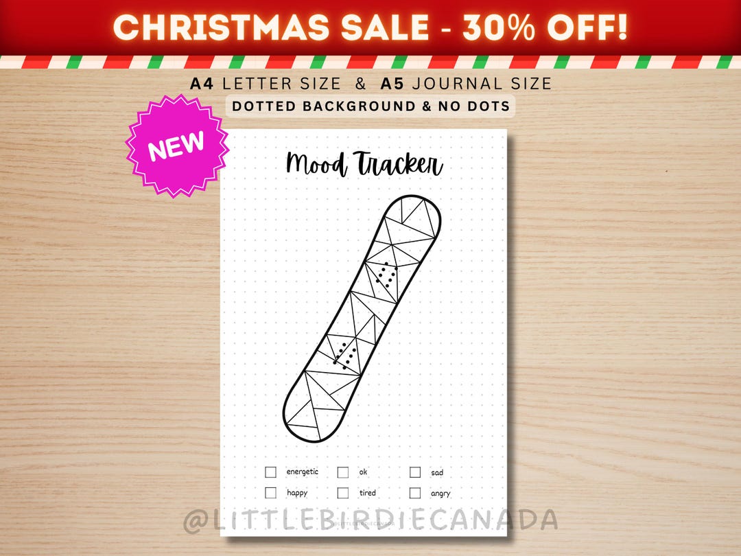 Snowboard Mood Tracker - PRINTABLE Journal Page - Winter Sports Theme ...
