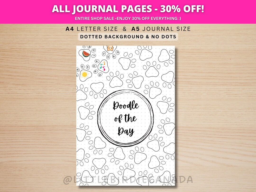 Paw Print Doodle of the Day - PRINTABLE Journal Page - Planner Page ...