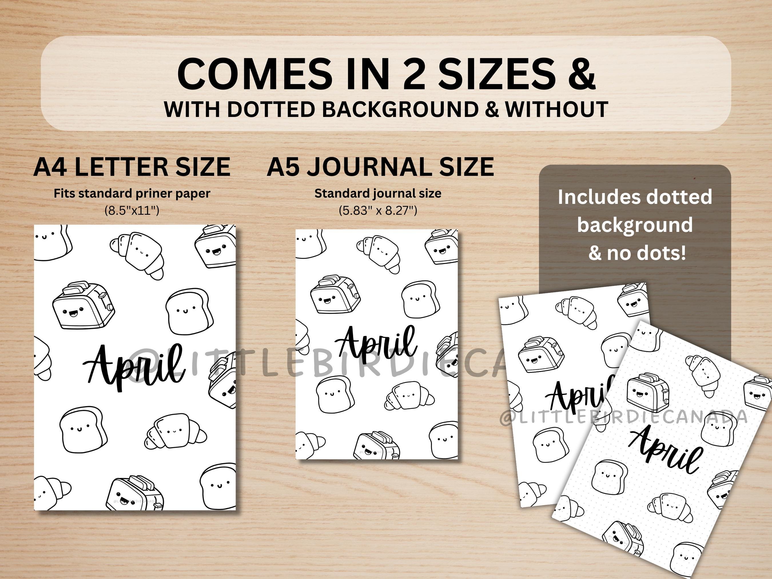 April Journal Bundle - Bread - PRINTABLE Journal Pages - BLACK & WHITE ...