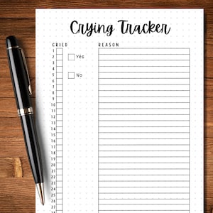 Crying Tracker - PRINTABLE Journal Page - Planner Page - Crying Log ...