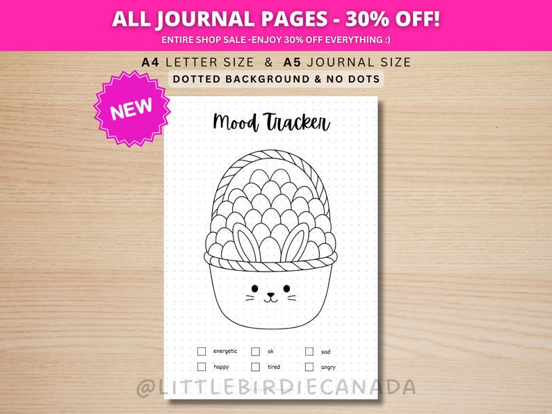 Easter Basket Mood Tracker - PRINTABLE Journal Page - Easter Bunny ...