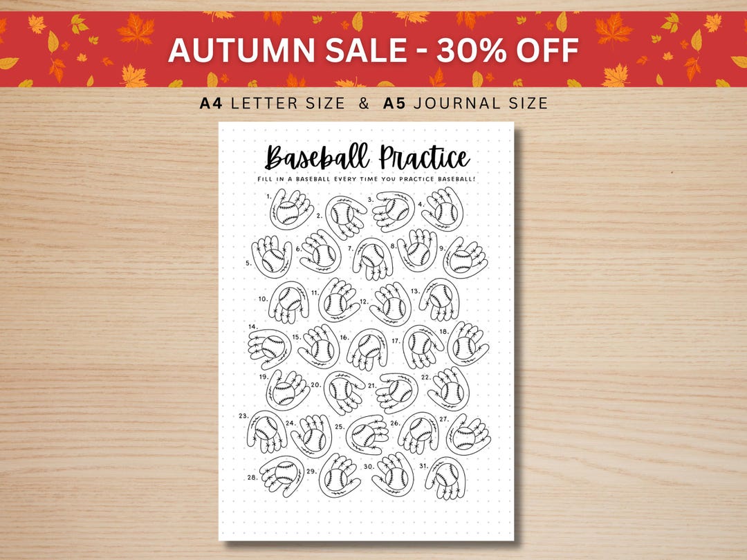 Buy Baseball Practice Tracker PRINTABLE Journal Page Habit Tracker ...