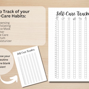 Self Care Tracker - PRINTABLE Journal Page - Planner Page - Monthly ...