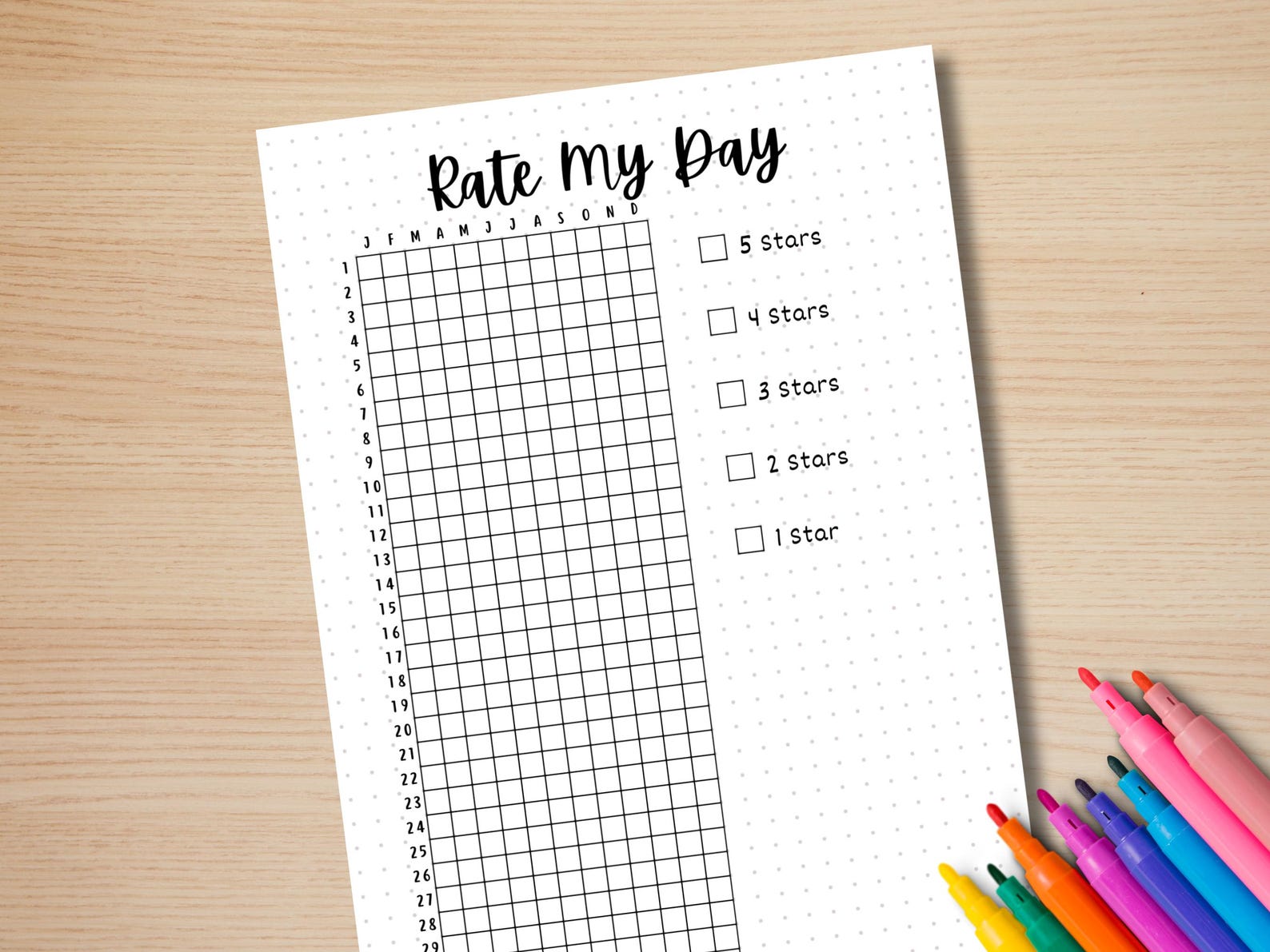 Rate My Day - PRINTABLE Journal Page - Printable Planner Page - Daily ...