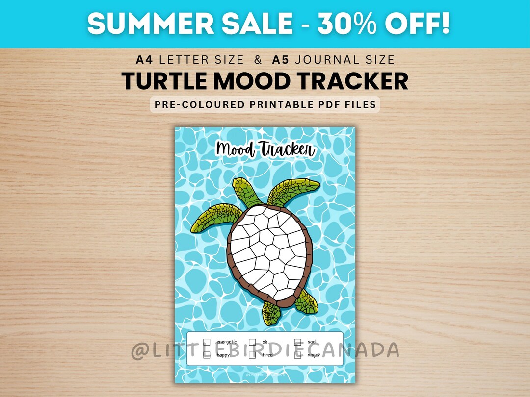 Turtle Mood Tracker - PRINTABLE Journal Page - Colored Journal Page - Etsy