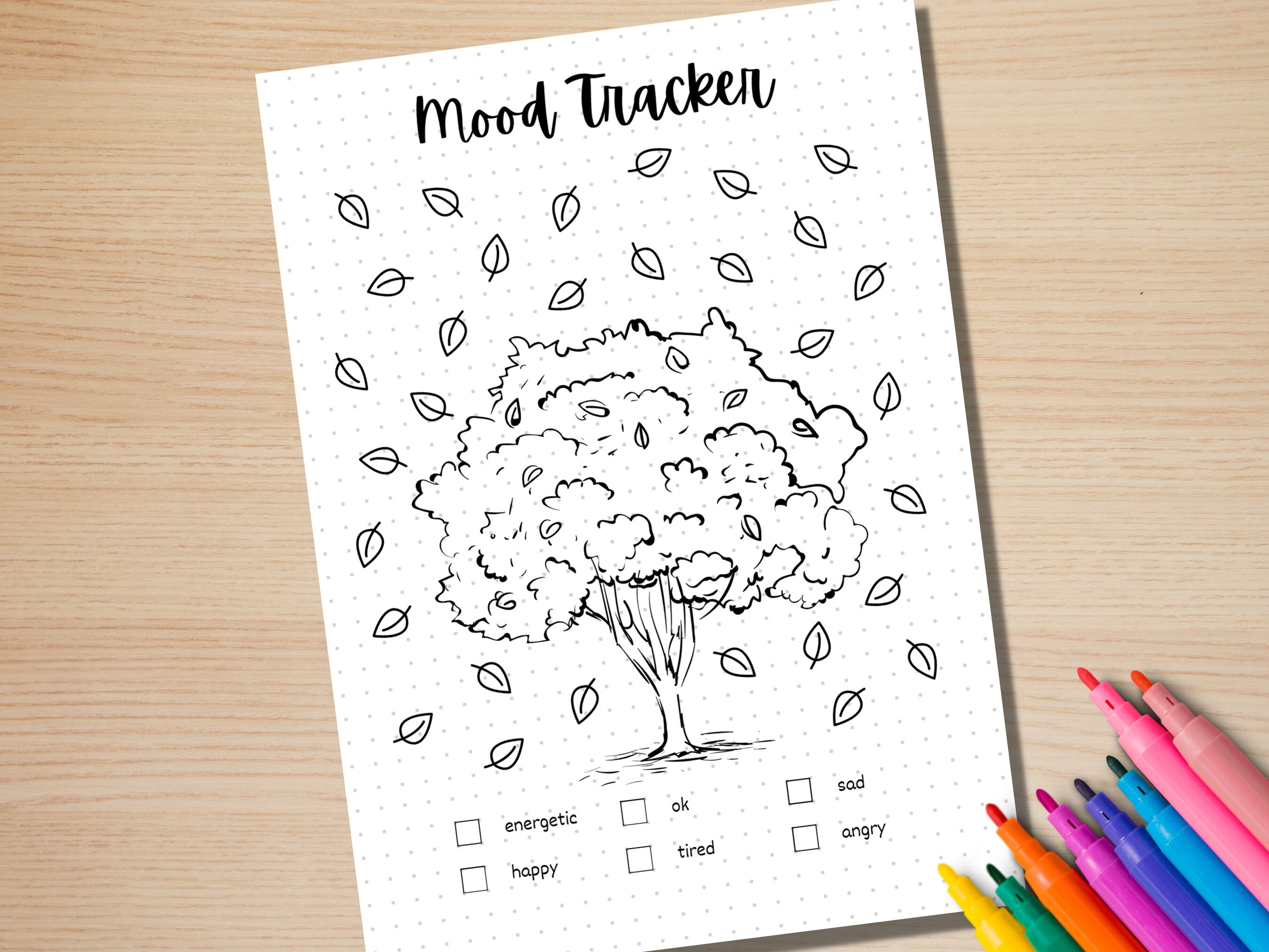 Leaves Mood Tracker - PRINTABLE Journal Page - Planner Page - Feelings ...
