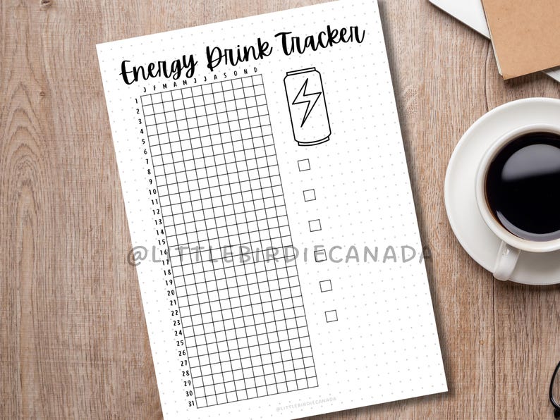 Energy Drink Tracker - PRINTABLE Journal Page - Health Tracker - Track ...
