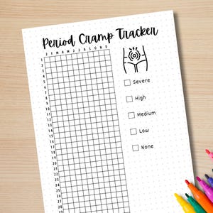 Period Cramp Tracker - PRINTABLE Journal Page - Printable Planner Page ...