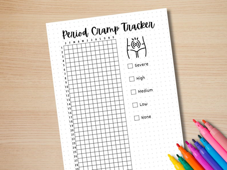 Period Cramp Tracker - PRINTABLE Journal Page - Printable Planner Page ...