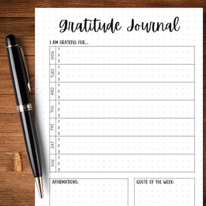 Weekly Gratitude Journal - PRINTABLE Journal Page - Gratitude Journal ...