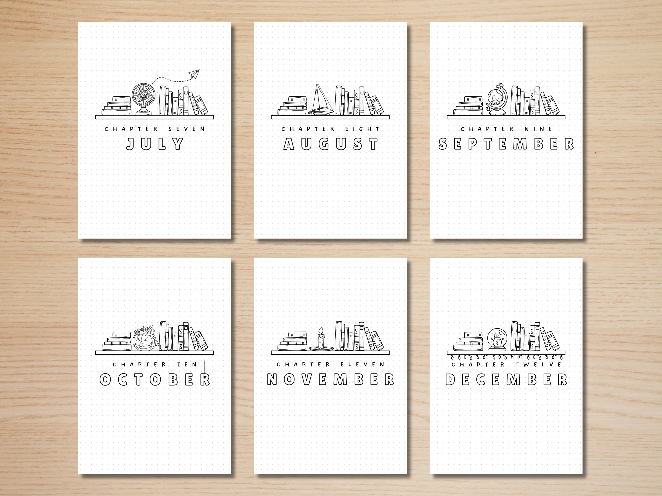Book Themed Title Pages - PRINTABLE Journal Page - Monthly Cover Page ...