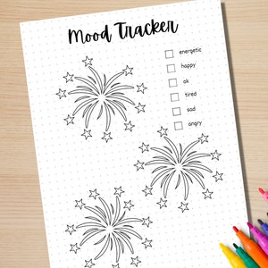 Fireworks Mood Tracker PRINTABLE Journal Page Planner Page Daily ...