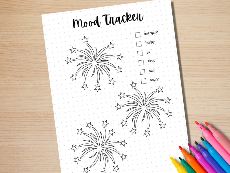 Fireworks Mood Tracker - PRINTABLE Journal Page - Planner Page - Daily ...