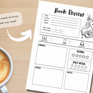 Book Review - PRINTABLE Journal Page - Planner Page - Bookclub Book ...