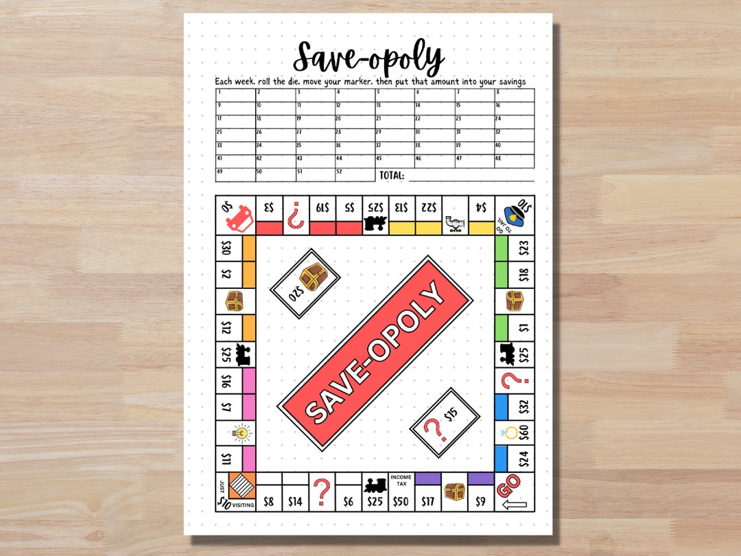 Saveopoly Savings Challenge Printable Bullet Journal Savings - Etsy Canada