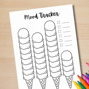 Ice Cream Mood Tracker - PRINTABLE Journal Page - Planner Page ...