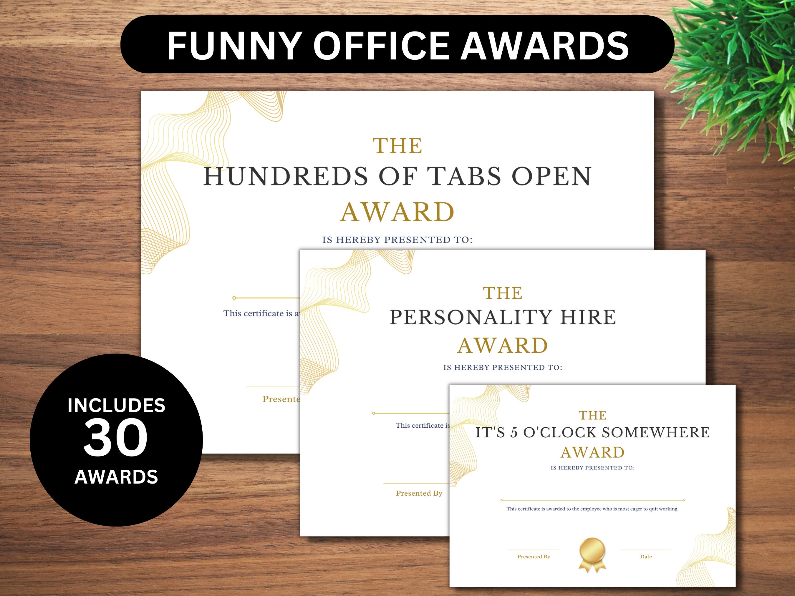 30 Funny Office Awards - Funny Employee Award - Work Award - Coworker ...