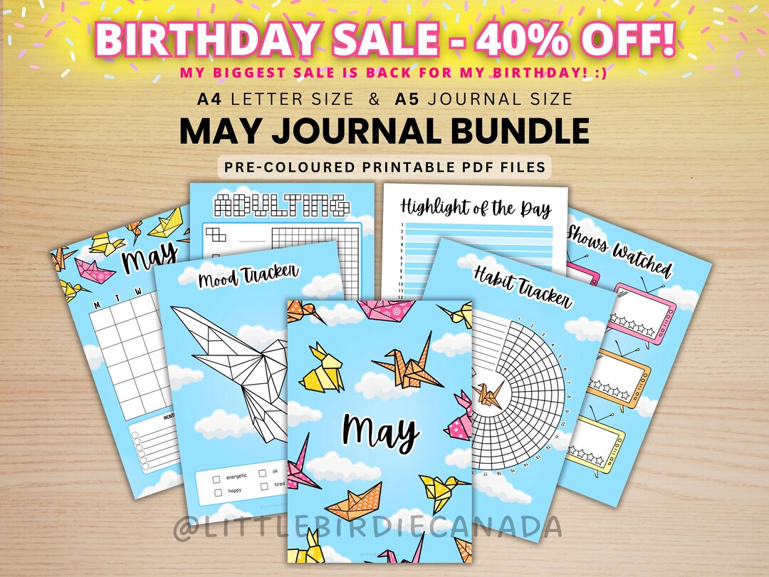 May Journal Bundle - Origami - PRINTABLE Journal Pages - PRE-COLOURED ...