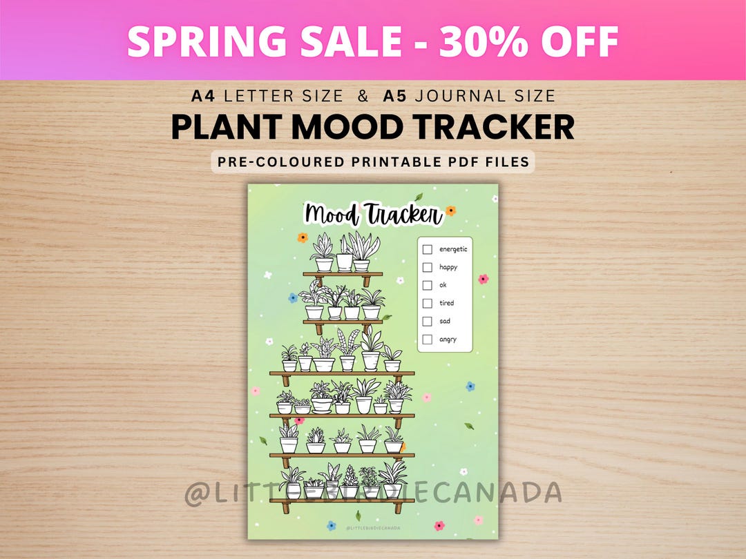Plant Mood Tracker - PRINTABLE Journal Page - Colored Journal Page - Etsy
