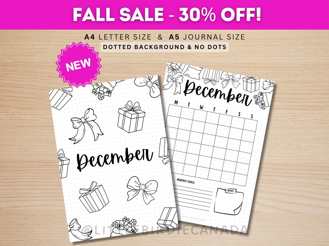 December Title Page and Calendar - PRINTABLE Calendar - Gifts & Bows ...