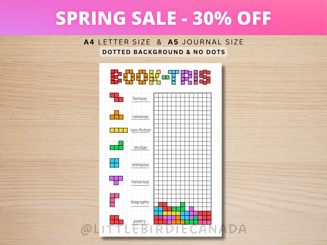 Book-tris Tracker - PRINTABLE Journal Page - Planner Page - Reading ...