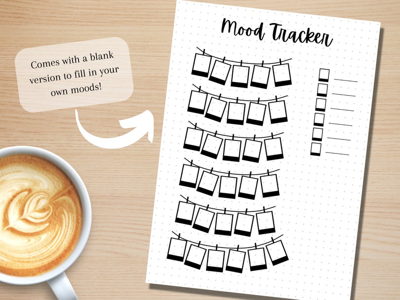 Polaroid Mood Tracker - PRINTABLE Journal Page - Planner Page ...