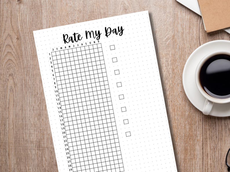 Rate My Day - PRINTABLE Journal Page - Printable Planner Page - Daily ...