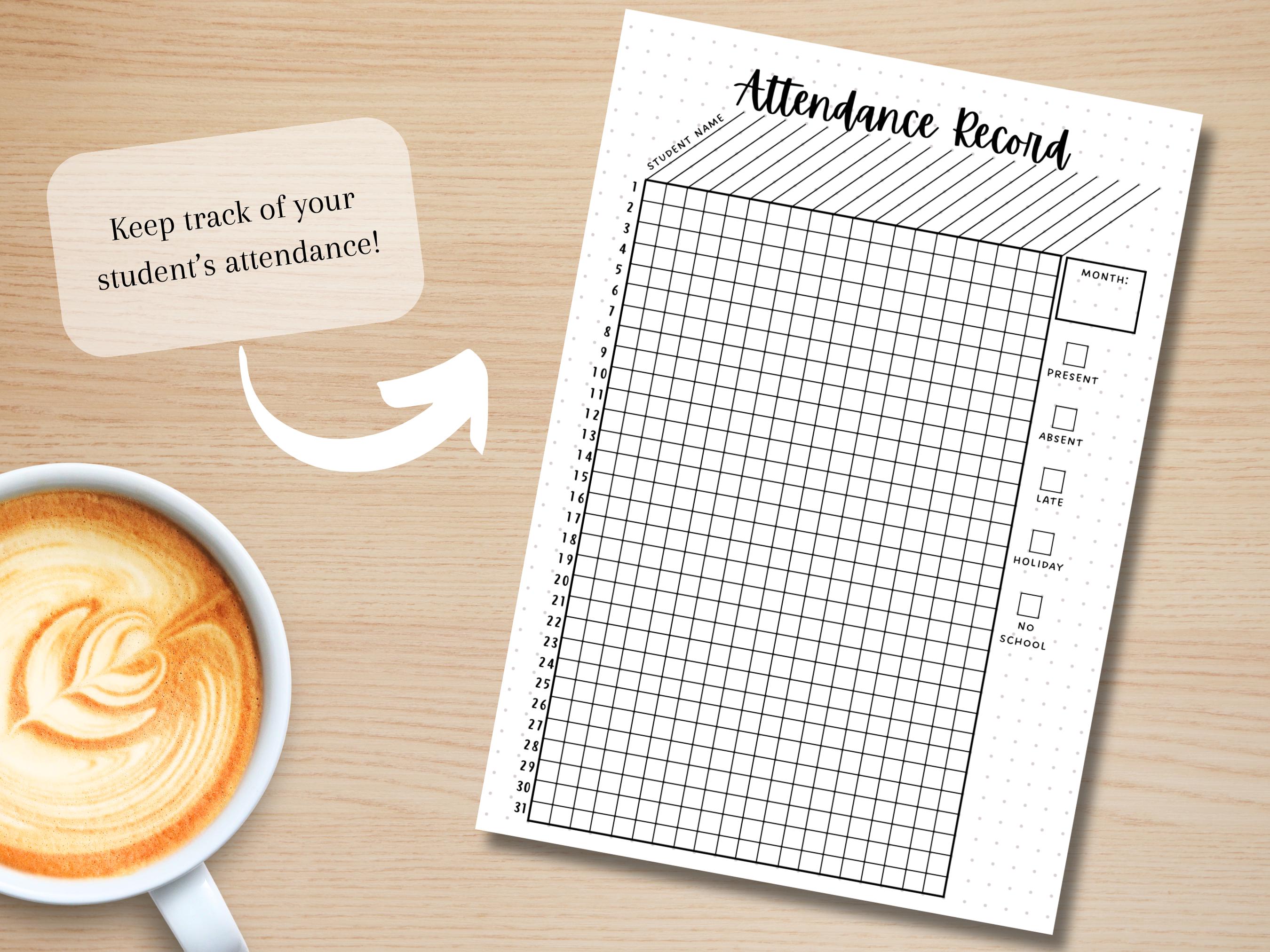 Attendance Record Tracker - PRINTABLE Teacher Planner Page - Track ...