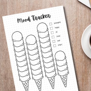 Ice Cream Mood Tracker PRINTABLE Journal Page Planner Page Feelings ...