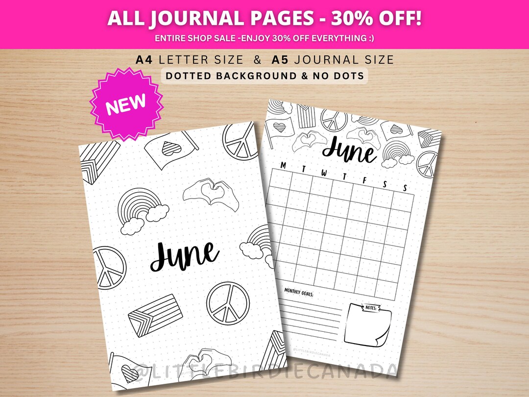 June Title Page and Calendar - PRINTABLE Calendar - Pride Theme ...