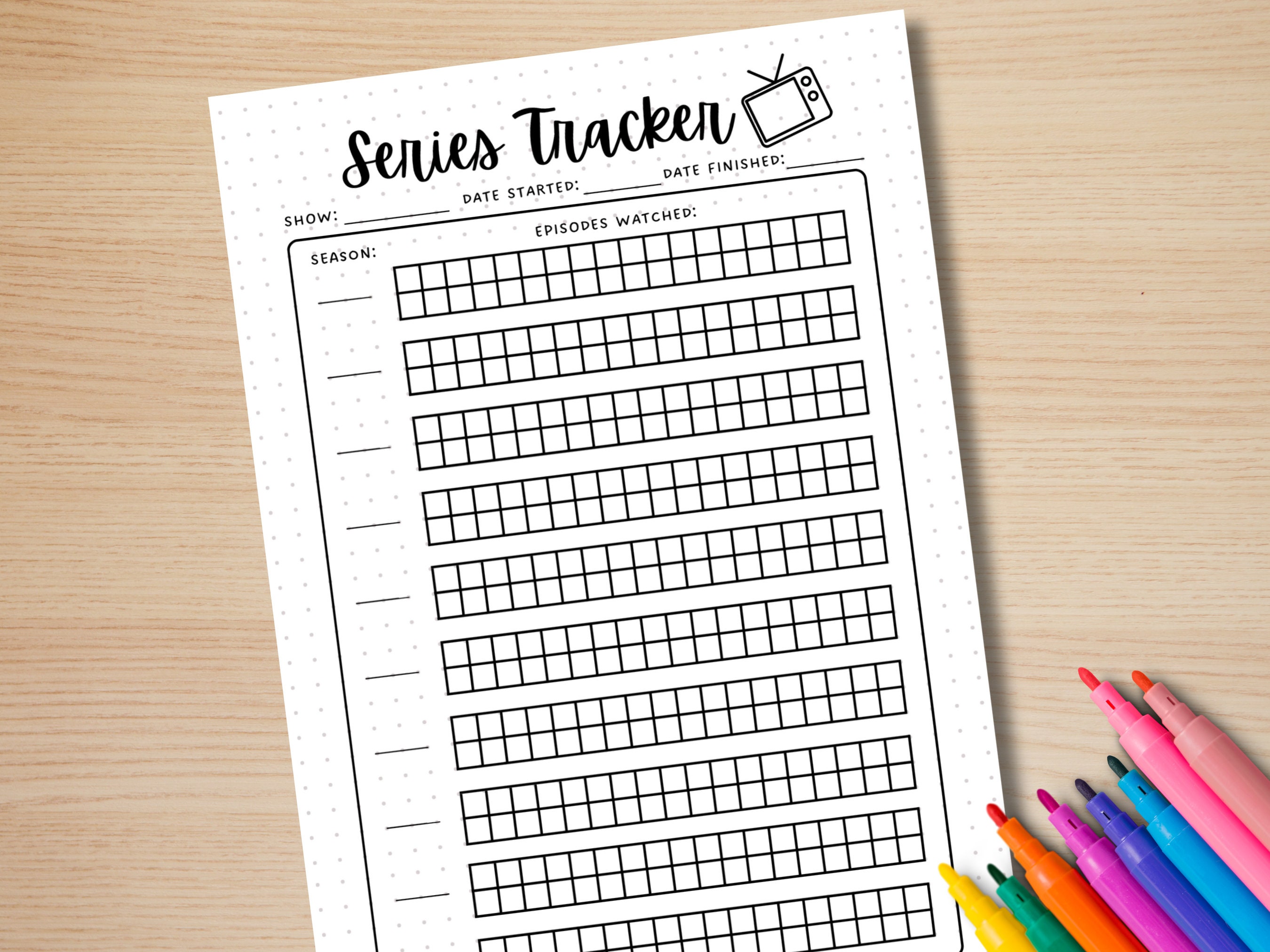 Series Tracker - PRINTABLE Journal Page - Episode Tracker - Printable ...