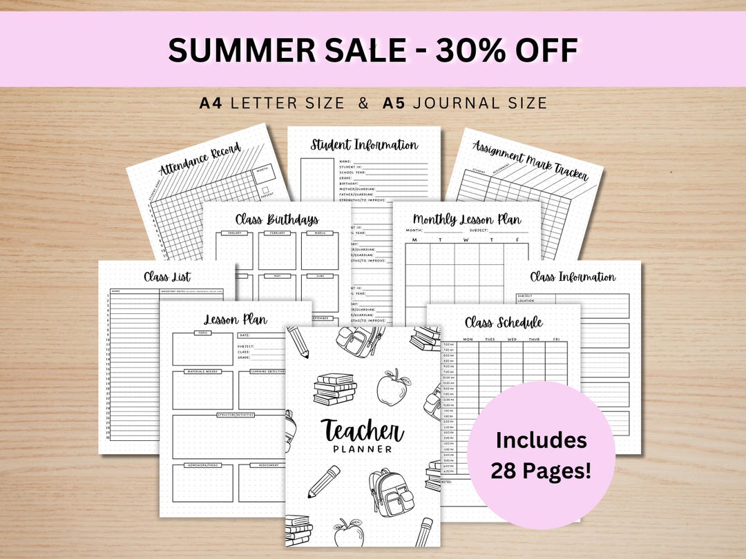 Teacher Planner Bundle PRINTABLE Teacher Journal Pages Teacher Digital ...