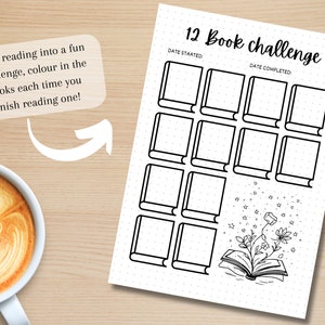 12 Book Reading Challenge - PRINTABLE Journal Page - Reading Tracker ...