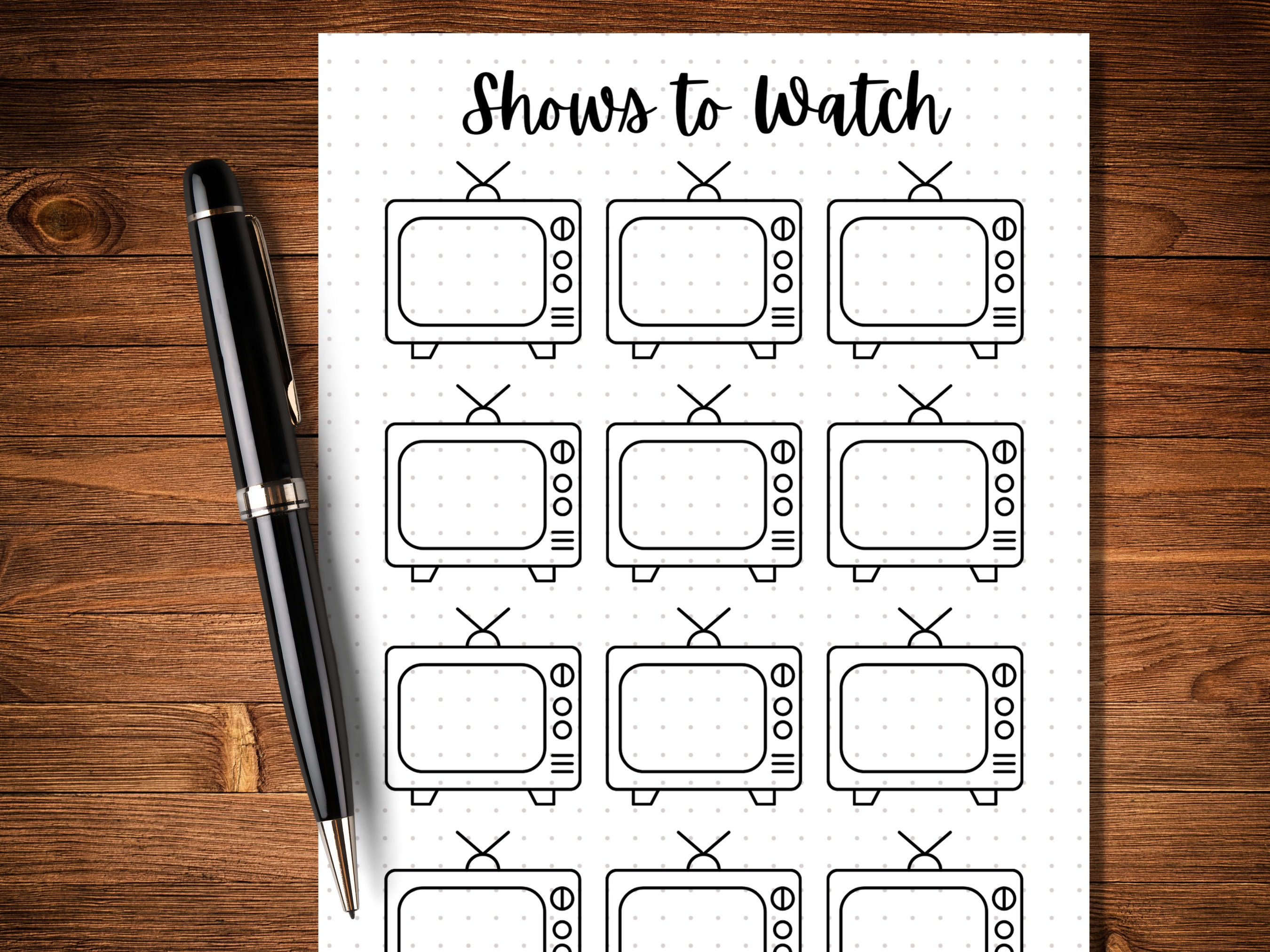 Show to Watch - PRINTABLE Journal Page - Planner Page - Printable ...