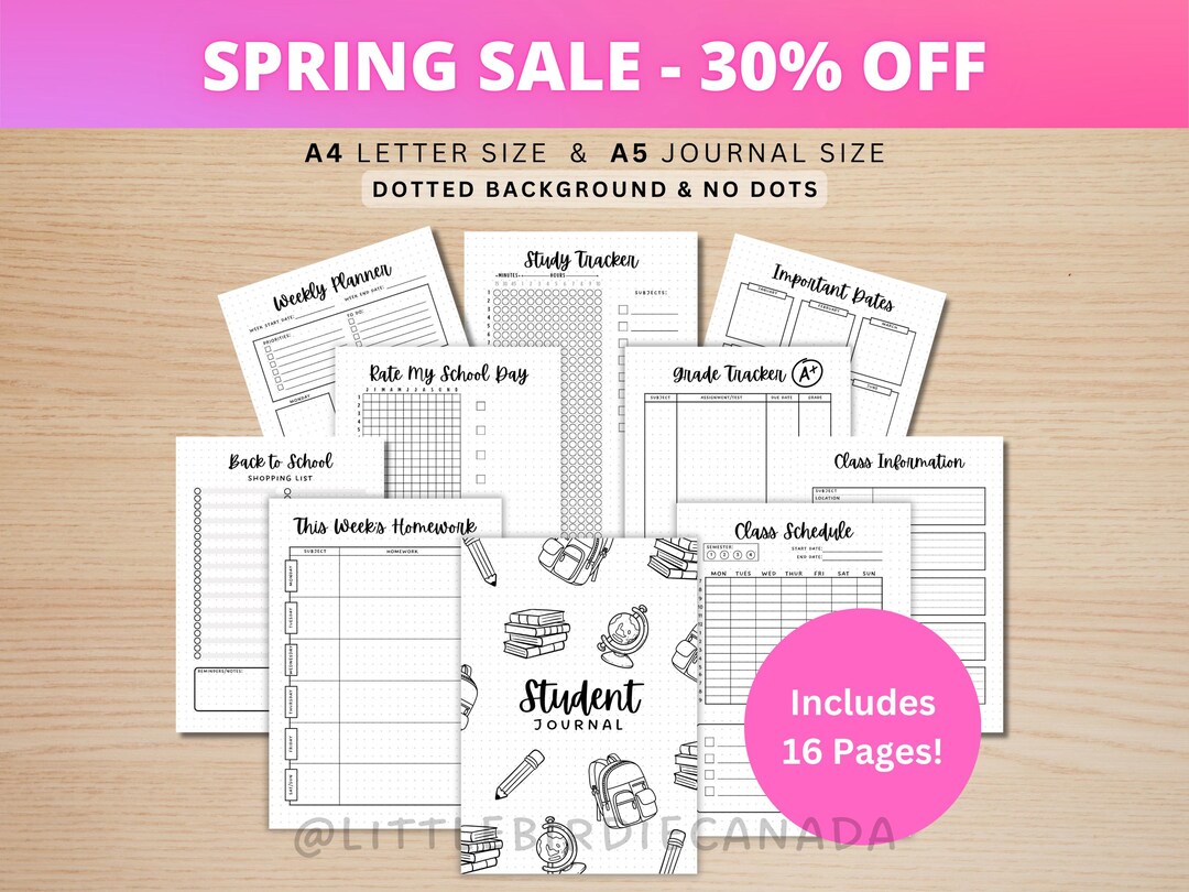 Student Planner Bundle - PRINTABLE Student Journal Pages - Digital ...