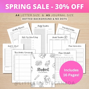 Student Planner Bundle PRINTABLE Student Journal Pages Digital Planner ...