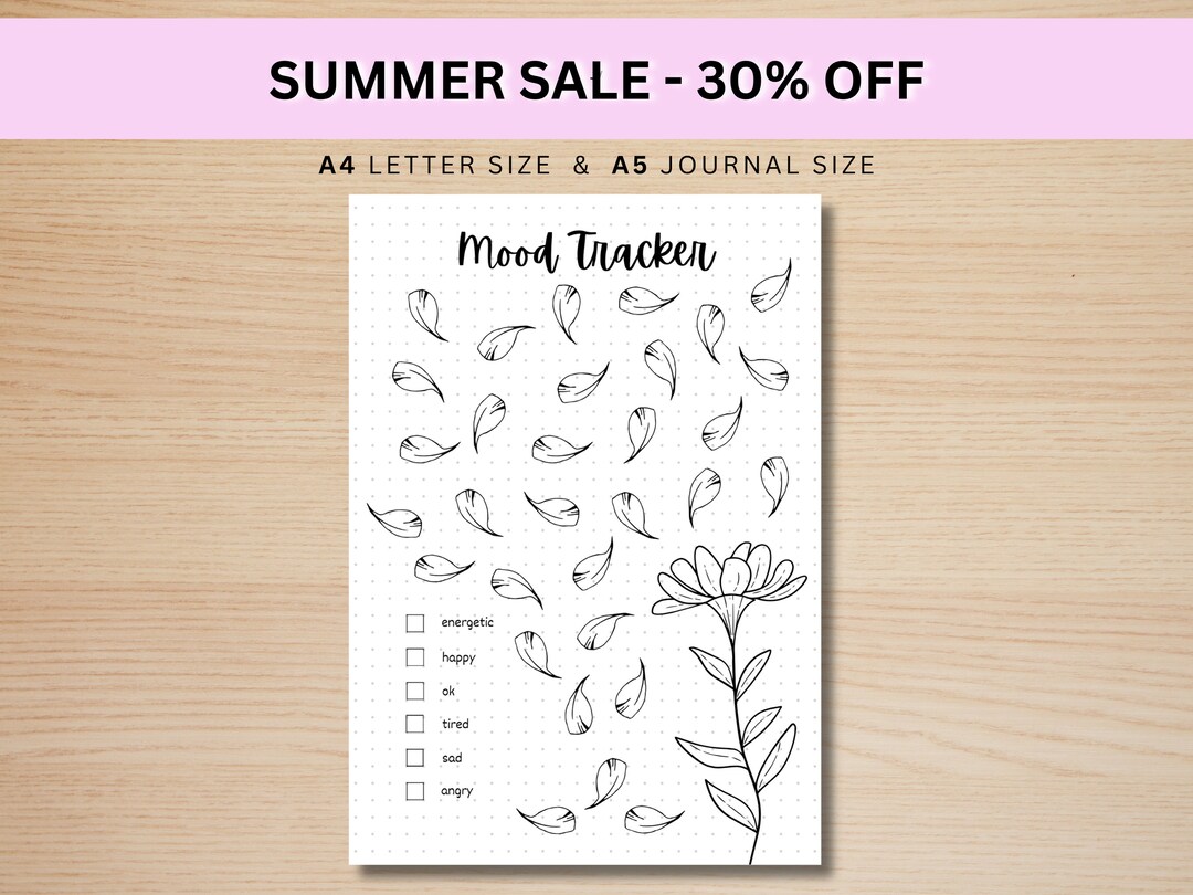 Flower Mood Tracker PRINTABLE Journal Page Planner Page Feelings ...
