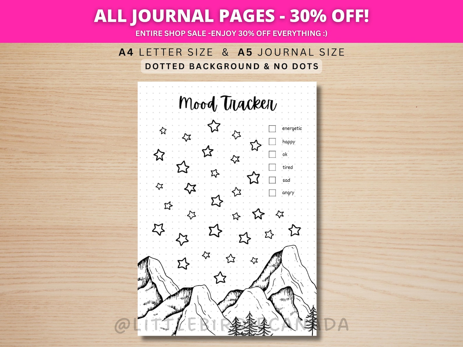 Star Mood Tracker - PRINTABLE Journal Page - Planner Page - Feelings ...