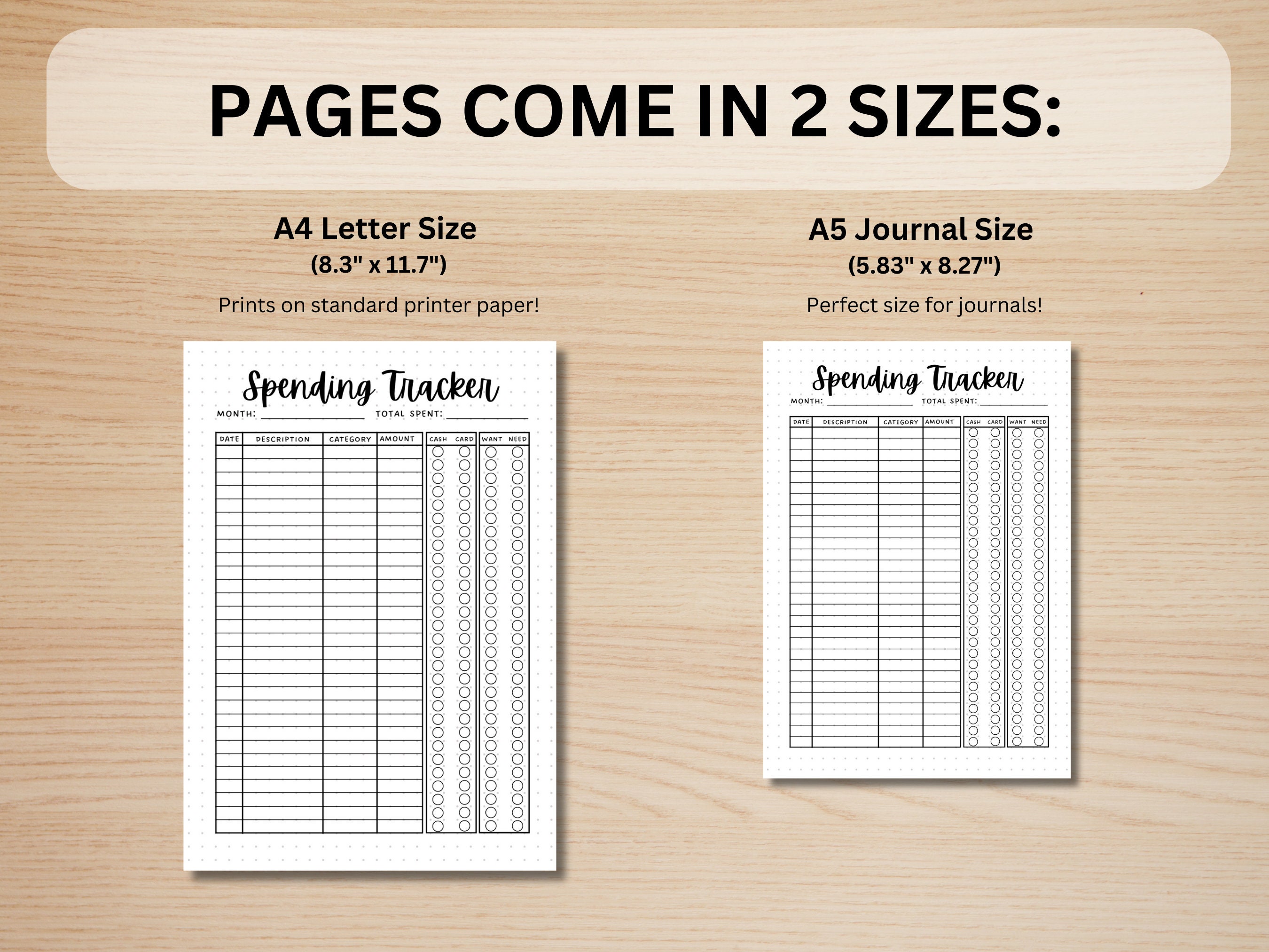 Spending Tracker - PRINTABLE Journal Page - Planner Page - Spending Log ...