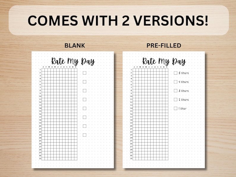 Rate My Day - PRINTABLE Journal Page - Printable Planner Page - Daily ...